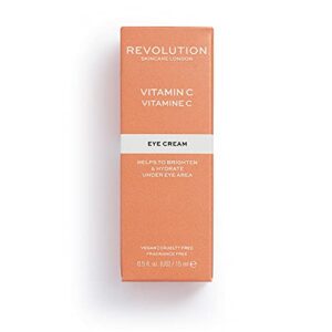 revolution skincare vitamin c brightening eye cream, reduce dark circles, illuminate & hydrate the under eye,vegan & cruelty free, 0.5fl.oz/15ml