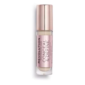 makeup revolution conceal & define concealer, full coverage makeup concealer, matte finish & long wear, for fair skin tones, vegan, c1, 4ml