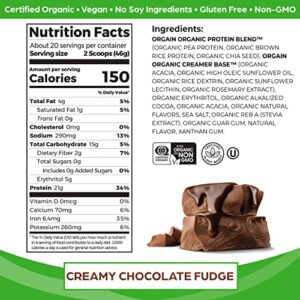 Orgain Organic Vegan Protein Powder, Creamy Chocolate Fudge - 21g of Plant Based Protein, Low Net Carbs, Non Dairy, Gluten Free, No Sugar Added, Soy Free, Kosher, Non-GMO, 2.03 Lb (Packaging May Vary)