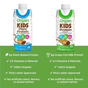 Orgain Organic Kids Protein Nutritional Shake, Chocolate - 8g of Protein, 22 Vitamins & Minerals, Fruits & Vegetables, Gluten Free, Soy Free, Non-GMO, 8.25 Fl Oz (Pack of 12)