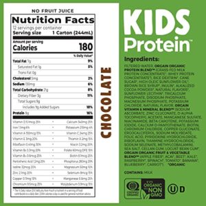 Orgain Organic Kids Protein Nutritional Shake, Chocolate - 8g of Protein, 22 Vitamins & Minerals, Fruits & Vegetables, Gluten Free, Soy Free, Non-GMO, 8.25 Fl Oz (Pack of 12)