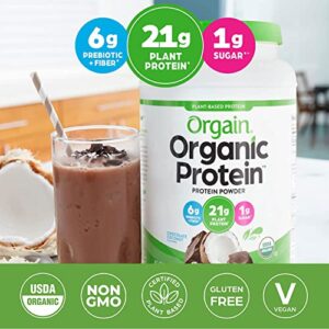 Orgain Vegan Protein Powder, Chocolate Coconut - 21g of Plant Based, Low Net Carbs, Non Dairy, Gluten, Lactose Free, No Sugar Added, Soy Free, Kosher, Non-GMO, 2.03 Pound