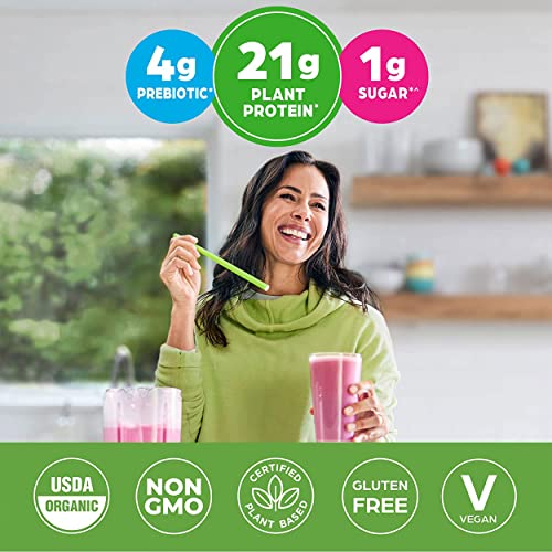 Orgain Organic Vegan Protein Powder, Strawberries & Cream - 21g of Plant Based Protein, Low Net Carbs, Gluten/ Lactose Free, No Sugar Added, Soy Free, Non-GMO, 2.03 Lb