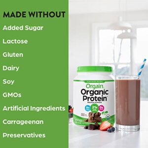 Orgain Organic Vegan Protein Powder, Creamy Chocolate Fudge - 21g of Plant Based Protein, Low Net Carbs, Non Dairy, Gluten Free, Lactose Free, No Sugar Added, Soy Free, Kosher, 1.02 Pound