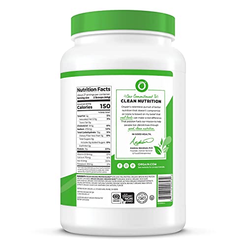 Orgain Organic Plant Based Protein Powder, Vanilla Bean, 2.74 lb