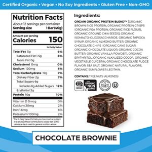 Orgain Organic Plant Based Protein Bar, Chocolate Brownie - 10g of Protein, Vegan, Gluten Free, Dairy Free, Soy Free, Lactose Free, Kosher, Non-GMO, 1.41 Ounce, 12 Count (Packaging May Vary)