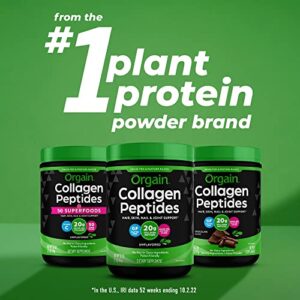 Orgain Hydrolyzed Collagen Peptides Powder + Superfoods, 20g Grass Fed Collagen - Hair, Skin, Nail, & Joint Support Supplement, Paleo & Keto, Non-GMO, Type I and III, 1lb (Packaging May Vary)