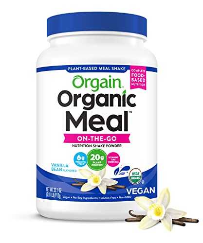 Vegan Protein Meal Replacement Powder by Orgain - 20g of Protein, Certified Organic and Plant Based, No Gluten, Soy or Dairy, Non-GMO, Vanilla Bean, 2.01lb (Packaging May Vary)