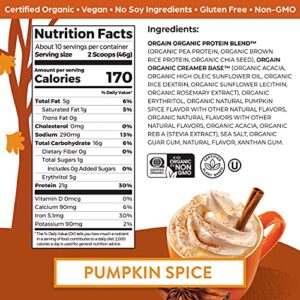 Orgain Organic Vegan Protein Powder, Pumpkin Spice - 21g of Plant Based Protein, Non Dairy, Gluten Free, 1g of Sugar, Soy Free, Kosher, Non-GMO, 1.02 Lb (Packaging May Vary)