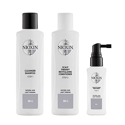 Nioxin System Kit 1, Strengthening & Thickening Hair Treatment, For Natural Hair with Light Thinning, Trial Size (1 Month Supply)