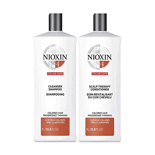 Nioxin System 4 Scalp Cleaning Shampoo and Therapy Conditioner Set for Color Treated Hair with Progressed Thinning