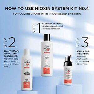 Nioxin System 4 Scalp Cleaning Shampoo and Therapy Conditioner Set for Color Treated Hair with Progressed Thinning