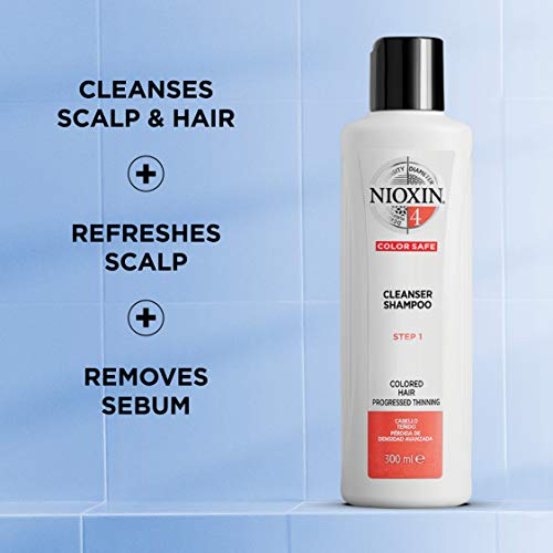 Nioxin System 4 Scalp Cleaning Shampoo and Therapy Conditioner Set for Color Treated Hair with Progressed Thinning