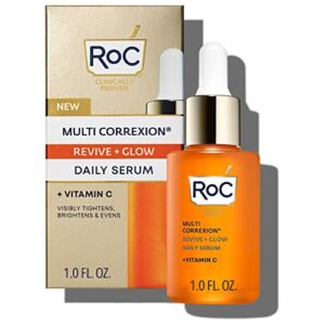 roc multi correxion revive + glow 10% active vitamin c serum for face, daily anti-aging wrinkle and skin tone skin care treatment, brightening serum for dark spots, 1 fluid ounce