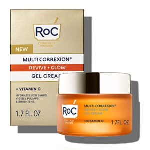 roc multi correxion revive + glow 10% vitamin c blend face moisturizer, anti-aging gel cream for instant glow, hypo-allegenic & oil-free skin care,1.7 ounce