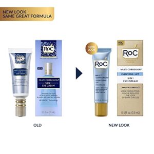 RoC Multi Correxion 5 in 1 Anti-Aging Eye Cream for Puffiness, Under Eye Bags & Dark Circles, Skin Care Treatment with Shea Butter, 0.5 Fl Oz (Packaging May Vary)