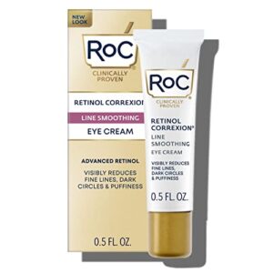 roc retinol correxion under eye cream for dark circles & puffiness, daily wrinkle cream, anti aging line smoothing skin care treatment 0.5 oz (packaging may vary)