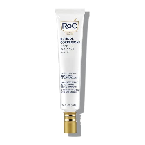 RoC Retinol Correxion Deep Wrinkle Facial Filler with Hyaluronic Acid, Skin Care Treatment for Fine Lines, Dark Spots, Post-Acne Scars, 1 Ounce