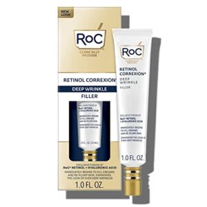 roc retinol correxion deep wrinkle facial filler with hyaluronic acid, skin care treatment for fine lines, dark spots, post-acne scars, 1 ounce