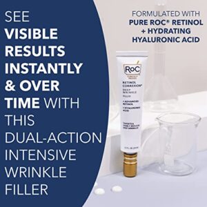 RoC Retinol Correxion Deep Wrinkle Facial Filler with Hyaluronic Acid, Skin Care Treatment for Fine Lines, Dark Spots, Post-Acne Scars, 1 Ounce