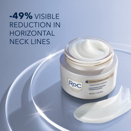 RoC Derm Correxion Neck Cream with Hyaluronic Acid and Advanced Retinol to visibly Tighten & Lift Horizontal Neck Lines, Facial Moisturiser to Contour Face, Neck and Jawline, 1.7oz