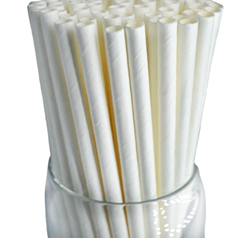 Roc Paper Straws Solid White Paper Straws, Wrapped (300)