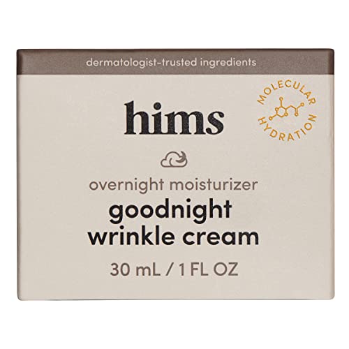 hims goodnight wrinkle cream for men - fine lines, puffiness, dark eye circles - caffeine, hyaluronic acid, night cream, almond scent - vegan, cruelty-free, no parabens - (1oz)