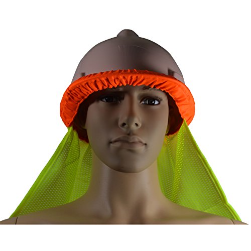 Petra Roc HNS-L High Visibility Neck Sun Shield For Hard Hats, Lime, One Size, Lime/Orange