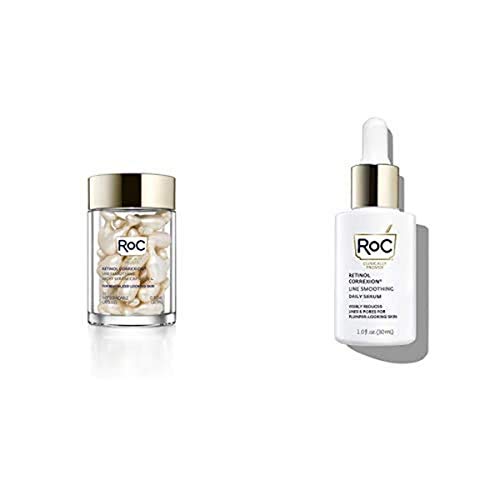 RoC Retinol Correxion Line Smoothing Day to Night Anti-Aging Serum Bundle: RoC Retinol Serum Night Capsules + Line Smoothing Daily Retinol Serum