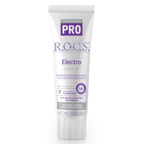 R.O.C.S. PRO Toothpaste - Non-Fluoride Oral Care for White Teeth, Healthy Gums (Electro, Pack of 3)