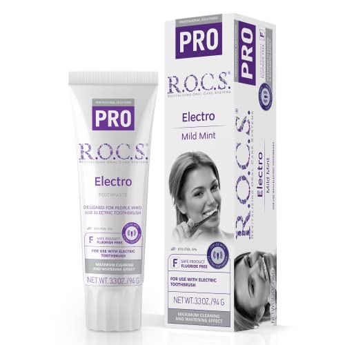 R.O.C.S. PRO Toothpaste - Non-Fluoride Oral Care for White Teeth, Healthy Gums (Electro, Pack of 3)