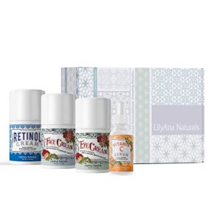 lilyana naturals skincare gift set – retinol cream, vitamin c serum, eye cream and face cream moisturizer – anti aging skin care sets for women