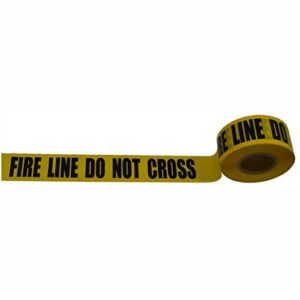 petra roc bt-fire barricade tape 2 mil 3″ x 1000′, yellow/black printing, fire line do not cross, yellow