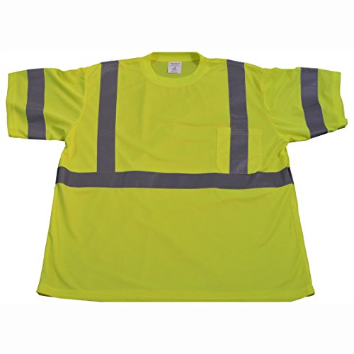 Petra Roc LTS3-2X High-Vis Safety T-Shirt Short Sleeve, ANSI Class 3, Lime Birdseye Mesh, One Chest Pocket, 2X