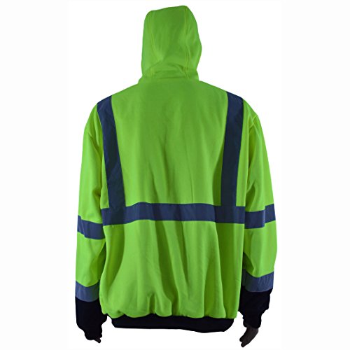 Petra Roc LBHSW-C3-2X Thermal Lined Sweatshirt Hoodie Lime/Black Two Tone, ANSI 107-Class 3, 2 Slash Pockets, Zipper Closure, 2X