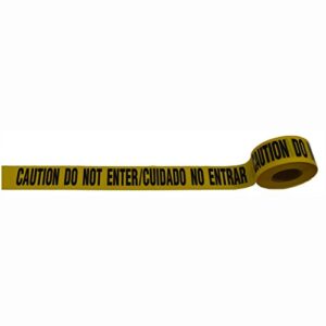 petra roc btbl-caution barricade tape 2 mil 3″ x 1000′ yellow/black printing, bilingual caution do not enter/cuidado no entrar, yellow