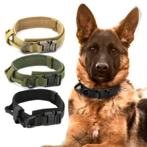 Tactical Dog Military Collar and Leash Set (Medium, Khaki)