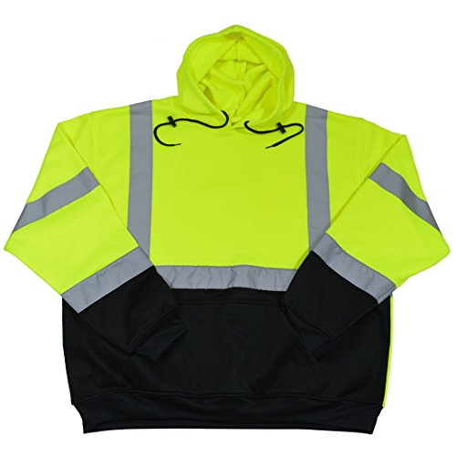 Petra Roc LBPUHSW-C3-2X High Visibility ANSI 107 Class 3 Pullover Fleece Hoodie Safety Jacket, XX-Large, Lime/Black