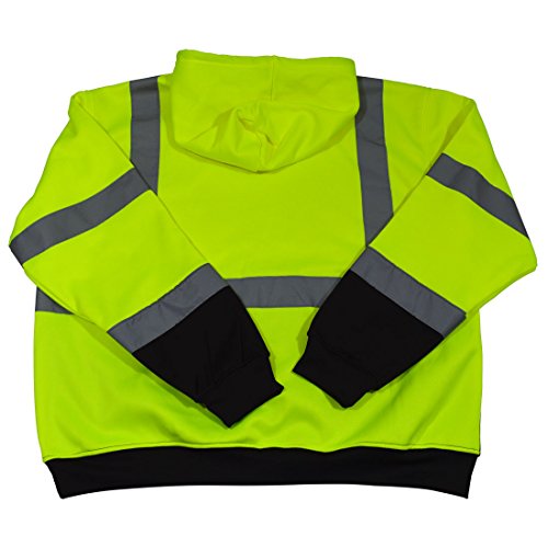 Petra Roc LBPUHSW-C3-2X High Visibility ANSI 107 Class 3 Pullover Fleece Hoodie Safety Jacket, XX-Large, Lime/Black