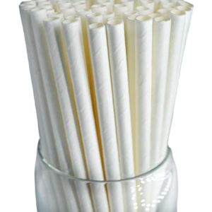 Roc Paper Straws Biodegradable White Paper Straws, Unwrapped (300)