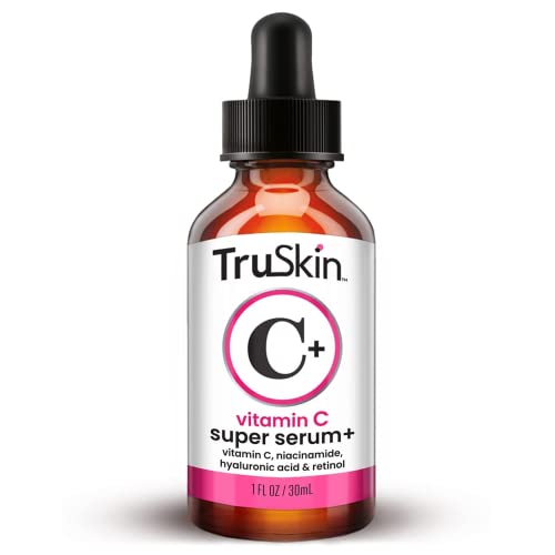 TruSkin Vitamin C-Plus Super Serum, Anti Aging Anti-Wrinkle Facial Serum with Niacinamide, Retinol, Hyaluronic Acid, and Salicylic Acid, 1 oz