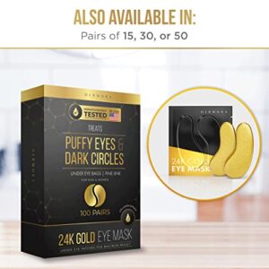 Dermora 24K Gold Eye Mask Puffy Eyes and Dark Circles Treatments Look Less Tired and Refresh Your Skin, 50 Pairs