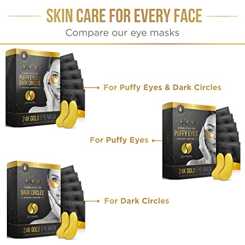 Dermora 24K Gold Eye Mask Puffy Eyes and Dark Circles Treatments Look Less Tired and Refresh Your Skin, 50 Pairs