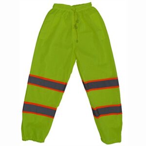 petra roc lmpo-ce-l/xl orange contrast binding traffic pants, large/x-large, lime mesh