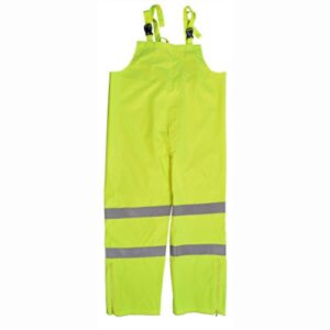 petra roc lbip-ce-m bib rain pants, ansi class e 300d oxford/pu coating waterproof, lime green, m