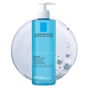 la roche-posay toleriane purifying foaming facial cleanser, oil free face wash for oily skin and for sensitive skin with niacinamide, pore cleanser wonâ€™t dry out skin, unscented