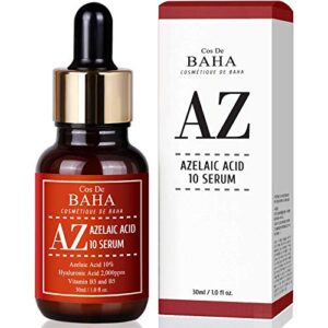 azelaic acid 10% facial serum with niacinamide – fast rosacea skin care product + reduce cystic acne scar + redness relief face + pimple pigmentation blackhead, 1 fl oz (30ml) (10% azelaic acid)