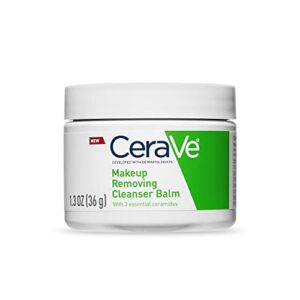 cerave cleansing balm | hydrating makeup remover with ceramides and plant-based jojoba oil for face makeup | non-comedogenic fragrance free non-greasy makeup remover balm for sensitive skin|1.3 ounces