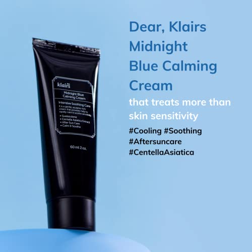 DearKlairs] Midnight Blue Calming Cream, For oily, troubled and sensitive skin, rapidly calm and soothe sensitivity (2 Ounce (Pack of 1)), Night cream