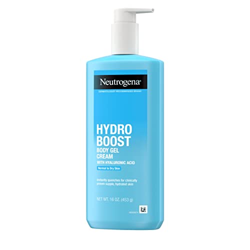 Neutrogena Hydro Boost Body Moisturizing Gel Cream with Hyaluronic Acid, Non-Greasy & Fast Absorbing, Lightweight Hydrating Body Lotion for Normal to Dry Skin, Paraben- & Dye-Free, 16 oz